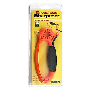 Lansky 3-in-1 Broadhead Sharpener Tool with Broadhead Wrench and Tungsten Carbide Sharpener (Orange) - LTCBH