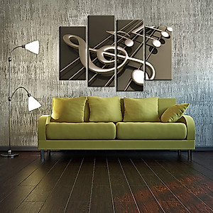 iKNOW FOTO 4 Panel 3D Music Notes Canvas Wall Art Hanging Paintings Modern Artwork Abstract Picture Prints Home Decoration Gift Unique Designed Framed Art Work for Walls Ready to Hang for Classroom