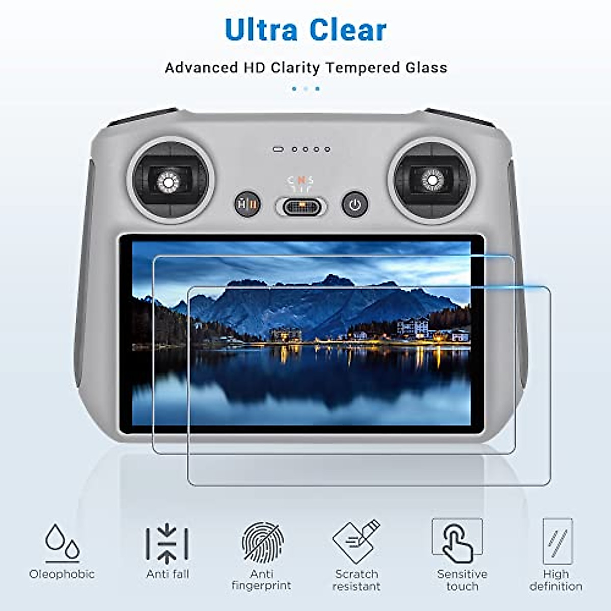 CYNOVA DJI Mini 3 Pro Screen Protector with Auto Alignment Kit for DJI RC Remote Controller, Ultra HD 9H Hardness Anti-Scratch Tempered Glass DJI RC Pro Accessories for DJI Mini 3 Pro (2-Pack)