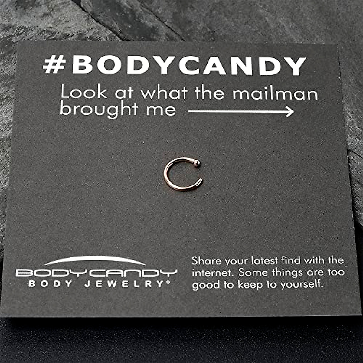 Body Candy Unisex Adult Solid 14k Rose Gold Nose Stud Hoop 5/16" 18 Gauge Body Piercing