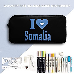 I Love Somalia Flag Teen Adult Pencil Case Large Capacity Pen Pencil Bag Durable Storage Pouch