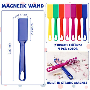 28 Pcs Magnetic Bingo Wand for Kids Educational Learning 8 Inch Rainbow Magnet Wand with Magnet Bar Magnet Sticks Science Experiment Tools for Preschool Learning Toys Classroom Bingo Games, 7 Colors