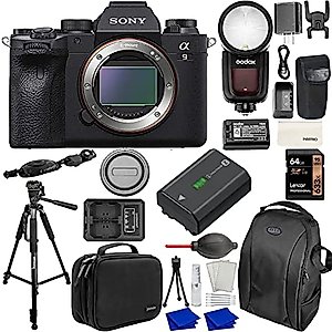 Sony Alpha 9 II Mirrorless Full-Frame Camera Bundle with GODOX Flash, Extra Battery, 64GB SDXC Card, Backpack, Dually Charger, Handy Case, Tripod + More | Sony a9II