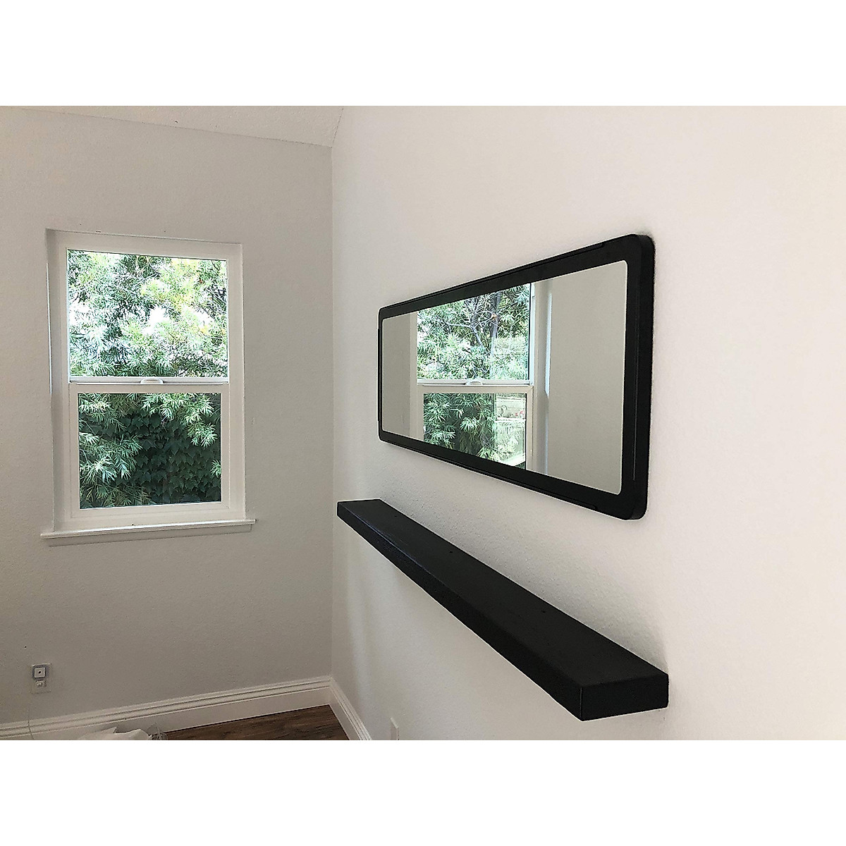 Joel's Antiques - 60 Inch Wooden Floating Shelves for Wall - Made of Natural Wood - Long Heavy Duty Rustic Fireplace Mantel & Book Shelf - Perfect for Living Room - Black 60x8x2 in