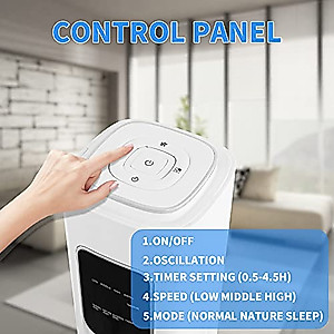Antarctic Star Tower Fan Oscillating Fan Quiet Cooling Remote Control Powerful Standing 3 Speeds Wind Modes Bladeless Floor Fans Portable Bladeless Fan for Children Bedroom Home Office (White, 47")