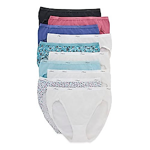 Hanes womens Cotton briefs underwear, 10 Pack - Hi Cut Assorted 1, 8 US