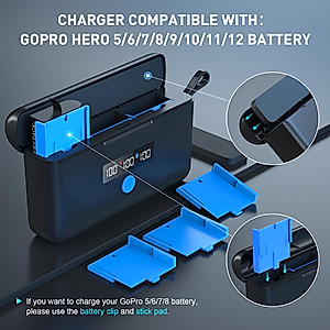 TOMSHEIR 2000mAh (3-Pack) Batteries for GoPro Hero 9/10/11/12 and 3-Channel Storage Charger Fully Compatible with Gopro Hero 5/6/7/8 9/10/11/12 Official Battery