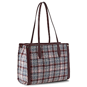 Kate Spade New York Market Tweed Fabric Medium Tote Dark Merlot Multi One Size