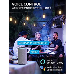 XMCOSY+ Outdoor String Lights, 98 Ft Smart RGB Patio Lights, App & WiFi Control LED String Lights Works with Alexa, IP65 Waterproof Color Changing RGBW Outdoor Lights with 30 Dimmable LED Bulbs