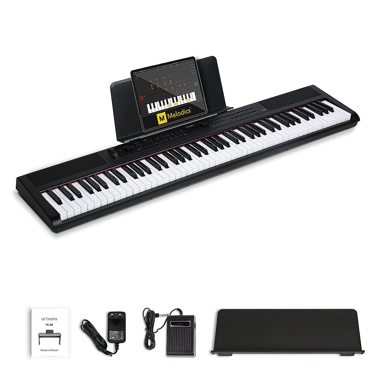 Artesia PE-88 Arranger Keyboard Piano with Full Size Velocity Sensitive Keys - 88 Key Semi-Weighted Keyboard Workstation - Portable Electric Piano Keyboard with 137 Voices & 100 Backing Track Styles
