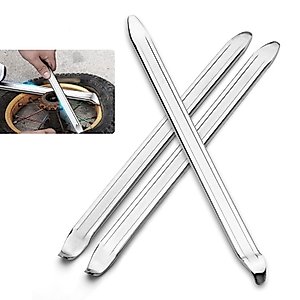 GKmow 3 PCS Car Tire Iron Kit, Tire Scoop Spoons Crowbar Lever, Rim Protectors Kit, Universal Tire Repair Maintenance Tools for Most Cars Motorcycles (Silver)