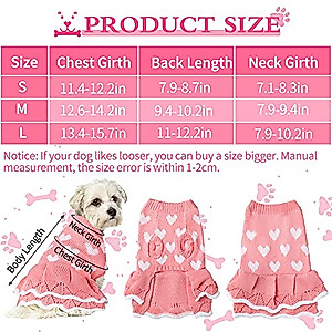 Xuniea 3 Pieces Dog Sweater Dress with Leash Hole Dog Coat Knitwear Vest Turtleneck Pullover Warm Pet Sweater Small Dog Sweater Pet Clothes Sweater for Puppy Cat Dog (Gray, Pink, Red, Medium, Small)