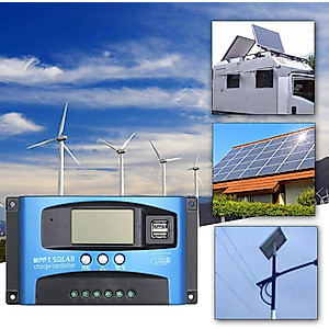 MPPT Solar Charge Controller 100 Amp,Solar Panel Regulator 12V/24V Dual USB Port Solar Panel Charger Intelligent Regulator(100A,12V/24V)