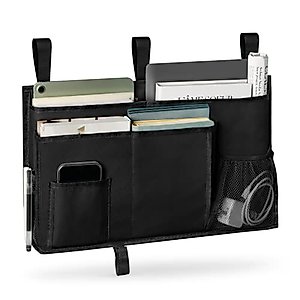 hizgo Bedside Caddy, Hanging Bedside Storage Organizer with 8 Pockets, Bunk Bed Organizer for College Dorm Room, Bunk/Loft Bed, Hospital Bed Rail, Camp (Black)