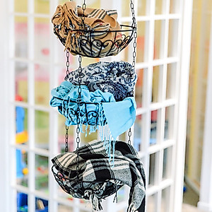 Chefarone Hanging Fruit Basket and Vegetable Basket - 3 Tier Hanging Storage Rack (Black)