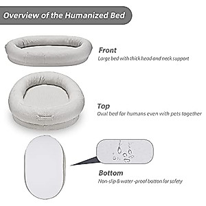 Homguava Large Human Dog Bed 72"x48"x10" Human-Sized Big Dog Bed for Adults&Pets Giant Beanbag Bed with Washable Fur Cover,Blanket and Strap(Light Grey)