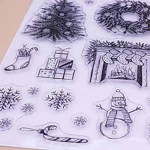 NZJ Merry Christmas Garland Christmas Tree Decoration Clear Stamp Background Transparent Silicone Stamp Spill and Splatter Rubber Stamp for Scrapbook Journal Card Making 4.3 x 6.3 Inch