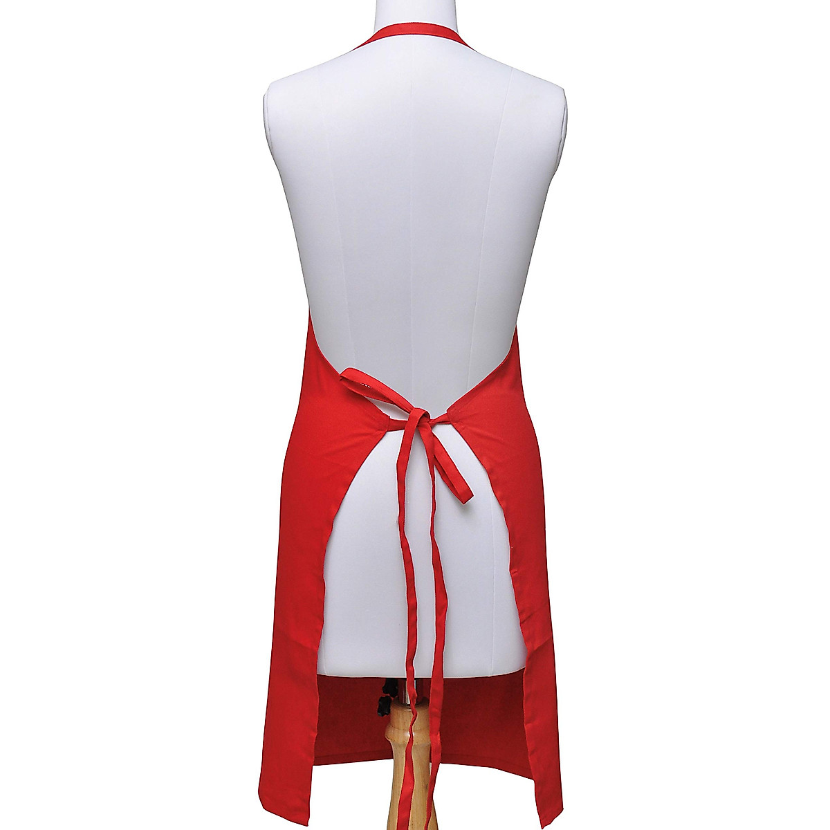 Yourtablecloth Cotton Cloth Cooking Kitchen Apron – 3 Classic Colors – Adjustable Neck Strap – Long Waist Tie – Large Front Pocket – Ideal for Cooking, Cleaning, Gardening & More Red