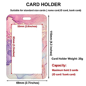 Badge Reels Retractable with Carabiner Reel Clip, Worker Badge Holder Belt Ferrule, Identity ID Badge Holder Case, Nurse Doctor Office School Teacher Name Credit Card Pocket (H-Marble Purple Pink)