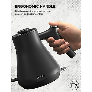 Gooseneck Electric Kettle, Offacy Pour Over Tea Kettle, Full 304 Stainless Steel Inner, 0.68mm Fine V-Shaped Spout, Auto Shut-Off & Boil Dry Protection, BPA Free, 1200W, 0.9L Hot Water Boiler