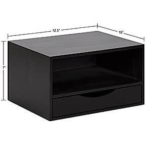Kate and Laurel Hutton Modern Floating Shelf and Side Table, 12.5 x 10 x 7, Black, Modern Minimalist Floating End Table for Storage and Display with Bold Finish