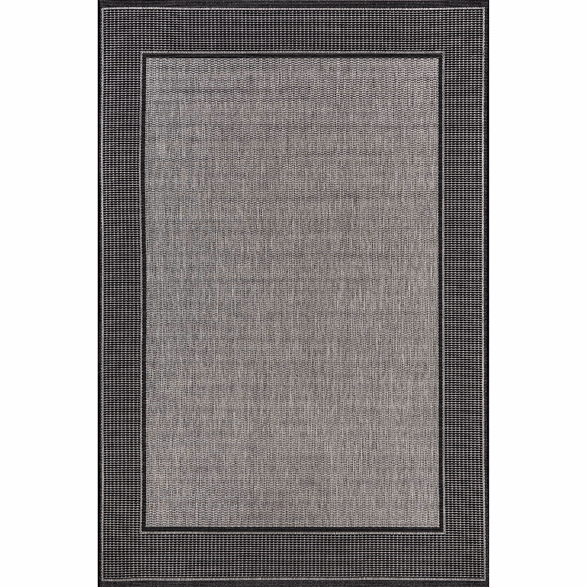 nuLOOM Gris Bordered 3x5 Indoor/Outdoor Accent Rug for Living Room Patio Deck Front Porch Entryway Kitchen, Grey/Black