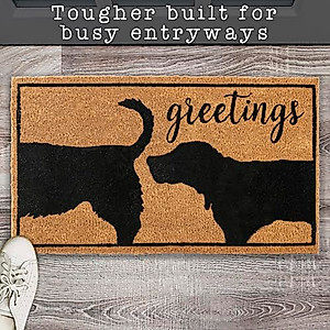 MAINEVENT Funny Dog Greetings Dog Door Mat 30x17 Inch, Funny Dog Welcome Mat, Welcome Mat Dog, Dog Front Door Mat, Dogs Welcome Coir Mat, Dogs Welcome Door Mat, Dogs Welcome Entrance Mat Doormat