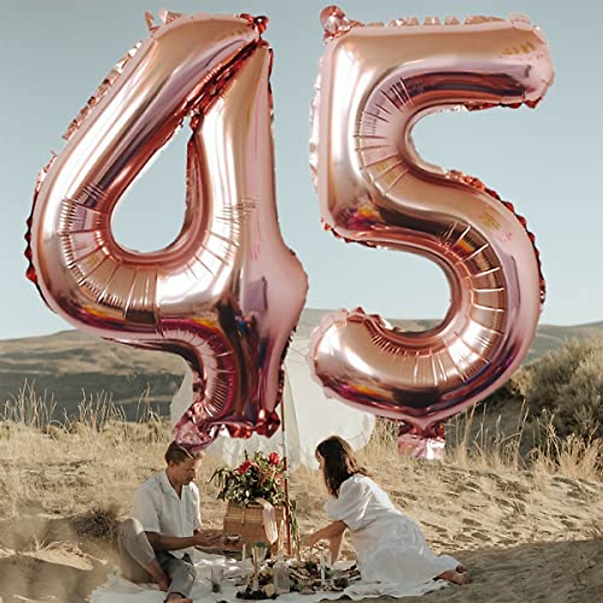 Rose Gold Number 60 Balloons 32" Foil Number Balloon 60th Birthday Balloons Digit 60 Helium Big Balloons for Birthday Party Decorations Wedding Bachelorette Bridal Shower, Rose Gold Number 60(2Pcs)