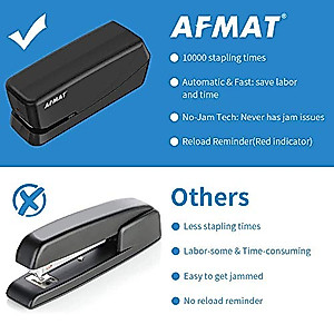 Electric Stapler, Automatic Stapler, Electric Stapler Desktop, AC or Battery Powered Heavy Duty Stapler for Desk, with Reload Reminder & Release Button, 25 Sheets Capacity, Black