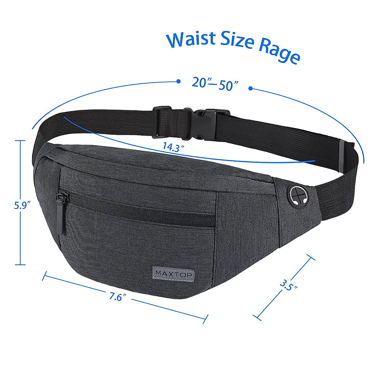 Crossbody Fanny Pack Belt Bags Women Men Shoulder Sling Bag with 4-Zipper Pockets,Gifts for Enjoy Sports Festival Workout Traveling Running Casual Hands-Free Waist Pack Carrying All Phones, Large