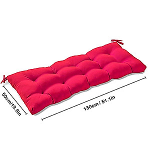 Indoor/Outdoor Bench Cushion Cotton Garden Furniture Loveseat Cushion, 51.2"x19.7" Patio Wicker Seat Cushions for Lounger Garden Furniture Patio Lounger Bench (Red)