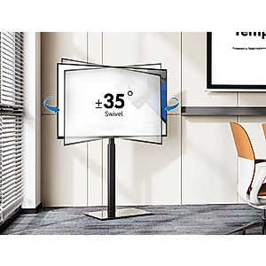 FITUEYES Universal TV Stand for 32 39 40 43 49 50 55 60 Inch TVs, TV Floor Stand with Swivel Mount, Max Holds 66lbs, Black Glass Base, Height Adjustable, Perfect for Corner & Bedroom