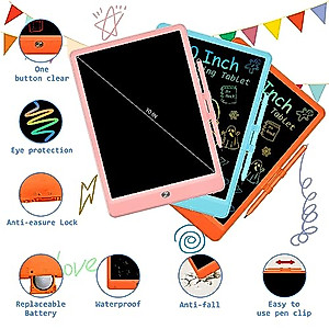 LCD Writing Tablet for Kids, 10 Inch Electronic Doodle Board Drawing Tablet, Erasable Reusable Colorful Drawing Pads, Educational and Learning Toy Gifts for 3 4 5 6 7 8 Years Old Girls Boys (Orange)