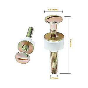 4Pcs Toilet Seat Screws, Steel Toilet Seat Hinge Bolts and Nuts, Heavy Duty Toilet Seat Fastener with Plastic Nuts and Metal Washers, Toilet Hardware Replacement for Top Mount Toilet Seat Hinges