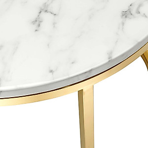 Modway Ravenna Artificial Marble Coffee Table in Gold White, 35.5 x 35.5 x 18