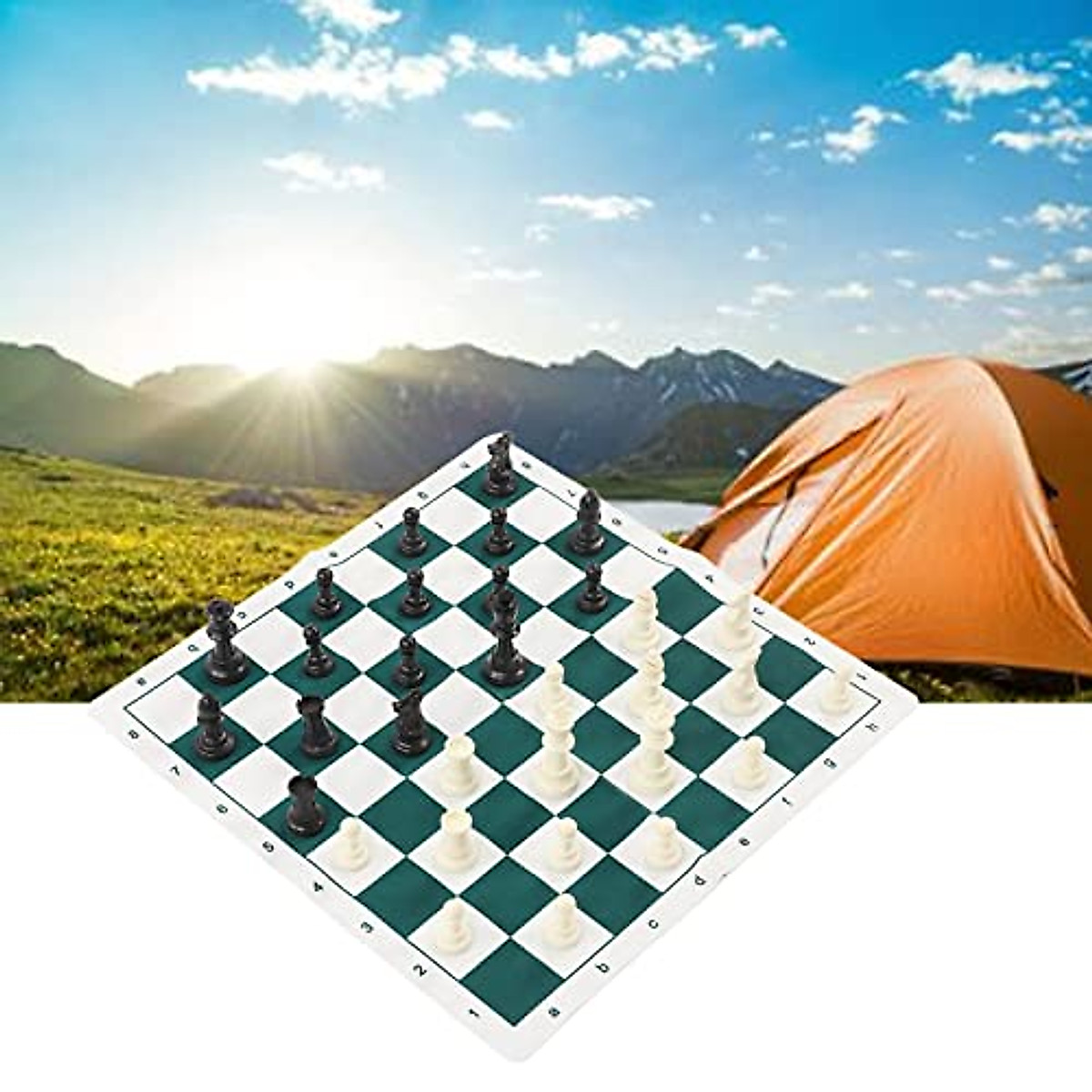 LISND Portable Travel Chess Set Lightweight Folding Roll Up Entertainment Game Compact Portable Picnic Travel Chess Set Wang Gao 95MM