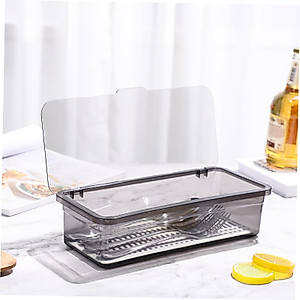 TOPBATHY Flatware Plastic Tray with Lid Kitchen Cutlery and Utensil Drawer Organizer Silverware Countertop Storage Container (Black)