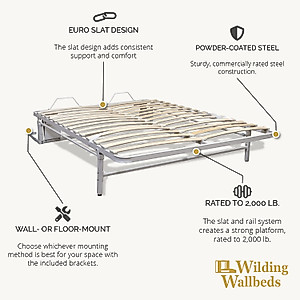 Wilding Wallbeds Deluxe Murphy Bed Frame Vertical Wallbed, DIY Wood Frame for Folding Cabinet, Pull-Out Bed, Hidden Bed (Twin)