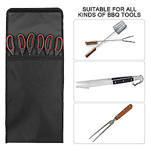 Healeved 2pcs BBQ Tool Storage Bags Barbecue Hardware Tool Holder Pouch Barbecue Tool Holder Bags for Camping Backyard Barbecue Black 18.7x8.2 inches