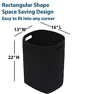 16"x13"x22" Extra Large Rectangular Storage Basket, Cotton Rope Storage Baskets, Woven Laundry Hamper, Toy Storage Bin, for Toys Blanket in Living Room, Baby Nursery, All Black