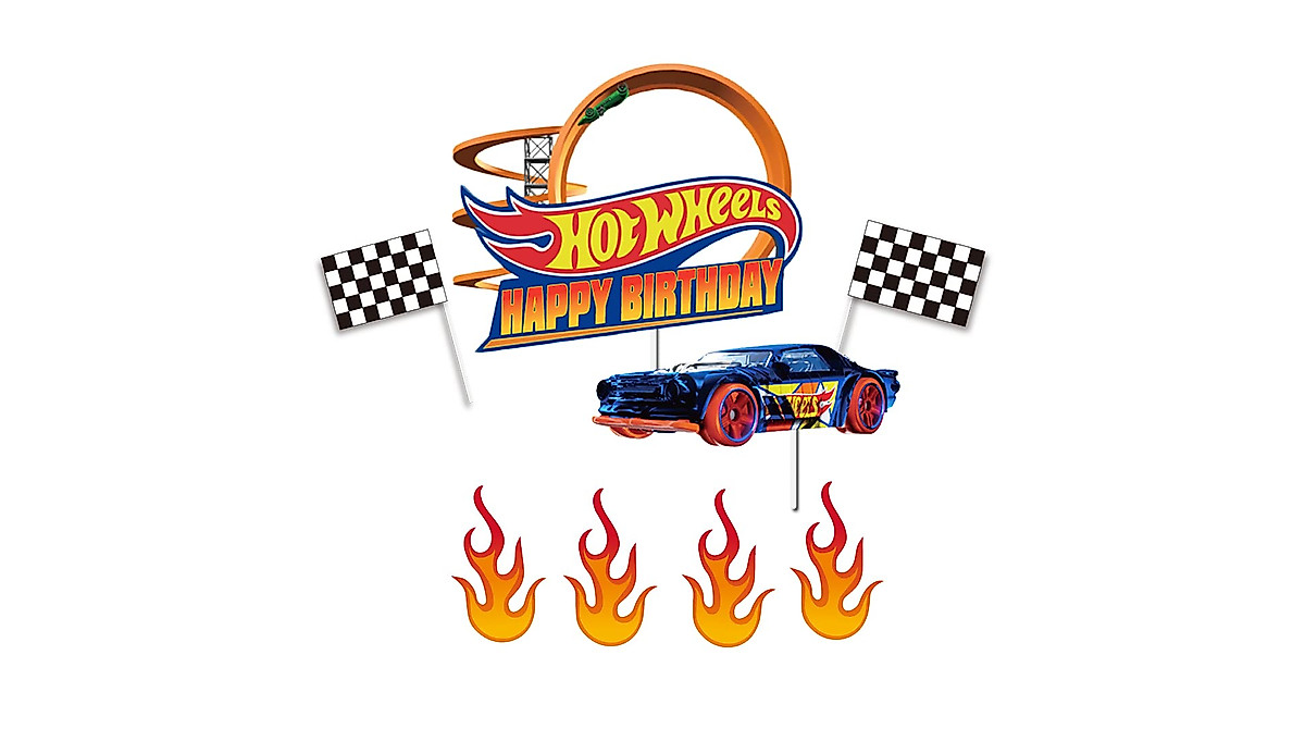Fire Car Race Car Cake Topper - Perfect for Hot Wheels Themed Birthdays