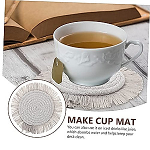 SHOWERORO 2pcs Tassel Placemat Bohemian Table Mats Farmhouse Jute Table Mats Tassel Placemats Table Coasters for Drinks Jute Placemat Woven Round Placemats Coasters for Drinks Absorbent Desk