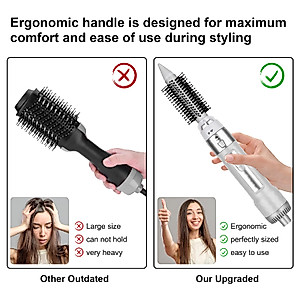 Hair Dryer Brush, Blowout Brush 5 In1 Hair Dryer, One-Step Blow Dryer Brush Volumizing Hair Straightener,3-Step Temperature Adjustment Hot Air Brush, Suitable for Thick Long and Short Hair(White)
