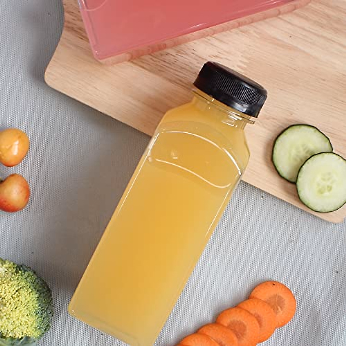 zmybcpack 24 pack 12 oz(350 ml) Clear PET Plastic Juice Bottles with Caps - Plastic Smoothie Bottles-Reusable Bulk Beverage Containers with Tamper Evident Lids for Juicing, Other Beverage