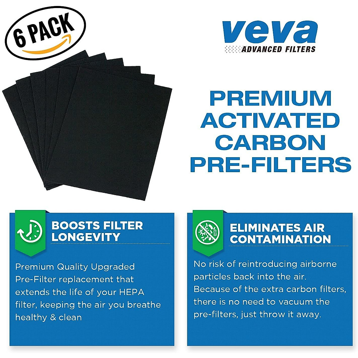 VEVA PREMIUM HEPA FILTER & 6 CARBON PRE-FILTERS
