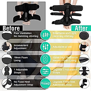Cupood 2 Pack Plantar Fasciitis Night Splint, Upgrade 3 Adjustable Straps Relief Splint for Women & Men, Brace Relief, Achilles Tendonitis and Foot Drop (Black) 0.28 kilograms