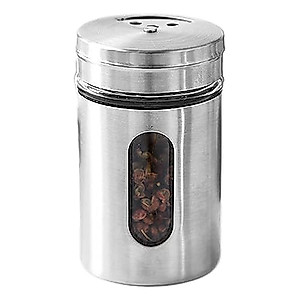 Salt Shaker, 80ml Seasoning Pepper Bottles with Rotary Cap, Stainless Steel Spice Dispenser, Spout Shape Salt Shaker, Salt Grinder and Container for Home Hotels Black Pepper White Pepper and Salts