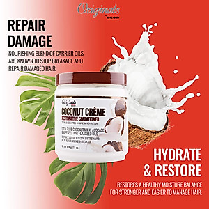 Africa's Best Originals by Crème Restorative Hair Conditioner Restores Vibrancy to Dry Brittle Hair Repairs Damage and Breakage 15 oz, green, coconut, 1 Count