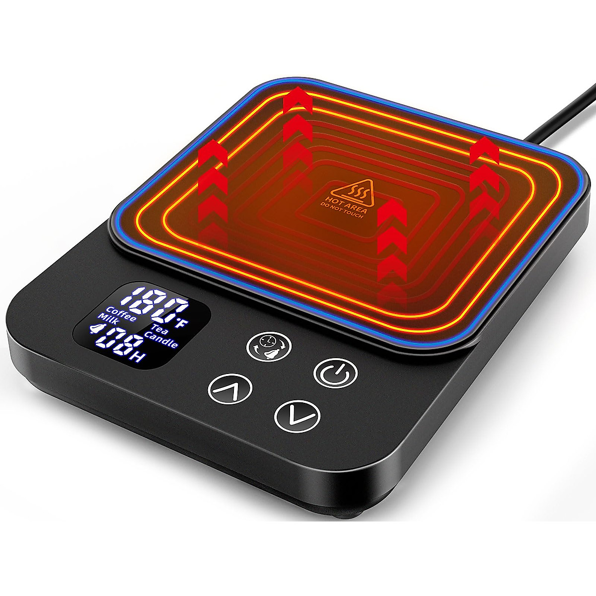 HOSCARER Mug Warmer Gifts for Men - 36W Faster Heating Coffee Cup Warmer for Desk Tea Lovers Gift Ideas Coffee Accessories Candle Warmers Plate w/Auto On/Off Mugs Heater Electric Smart Gadgets(Black)