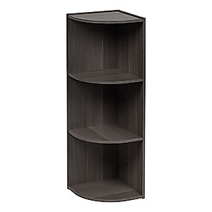 IRIS USA, Inc. Corner Bookcase, 3-Tiered Home Shelving, Ash Gray (CS-3S)